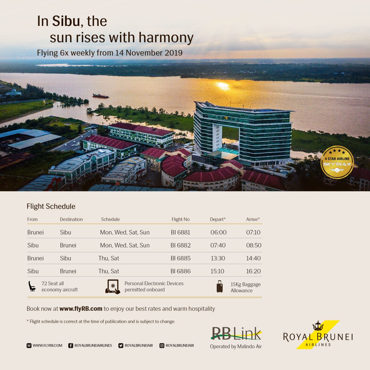 Royal Brunei to Launch RB Link Destinations to Sibu and Bintulu in ...